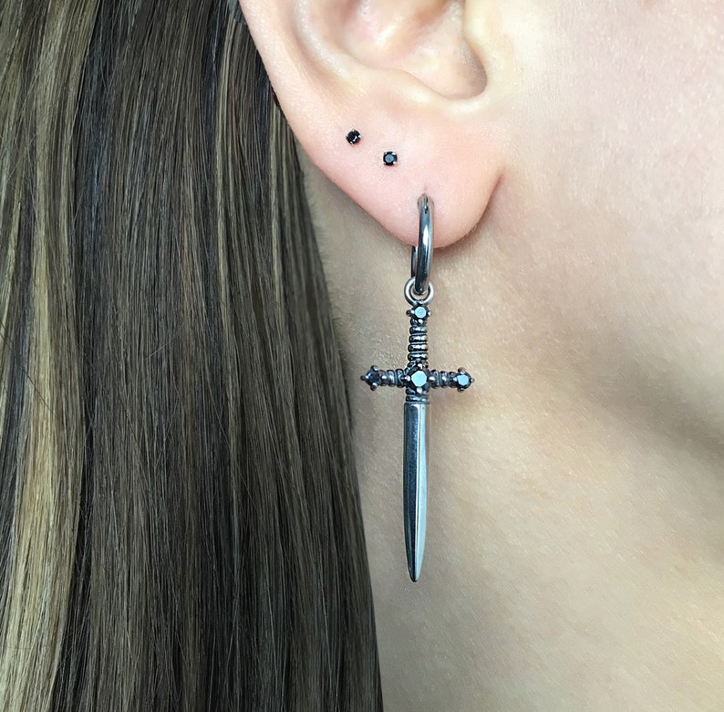 Sword Earring With Ear Cuff Dagger Earring Sword Hoop - Etsy