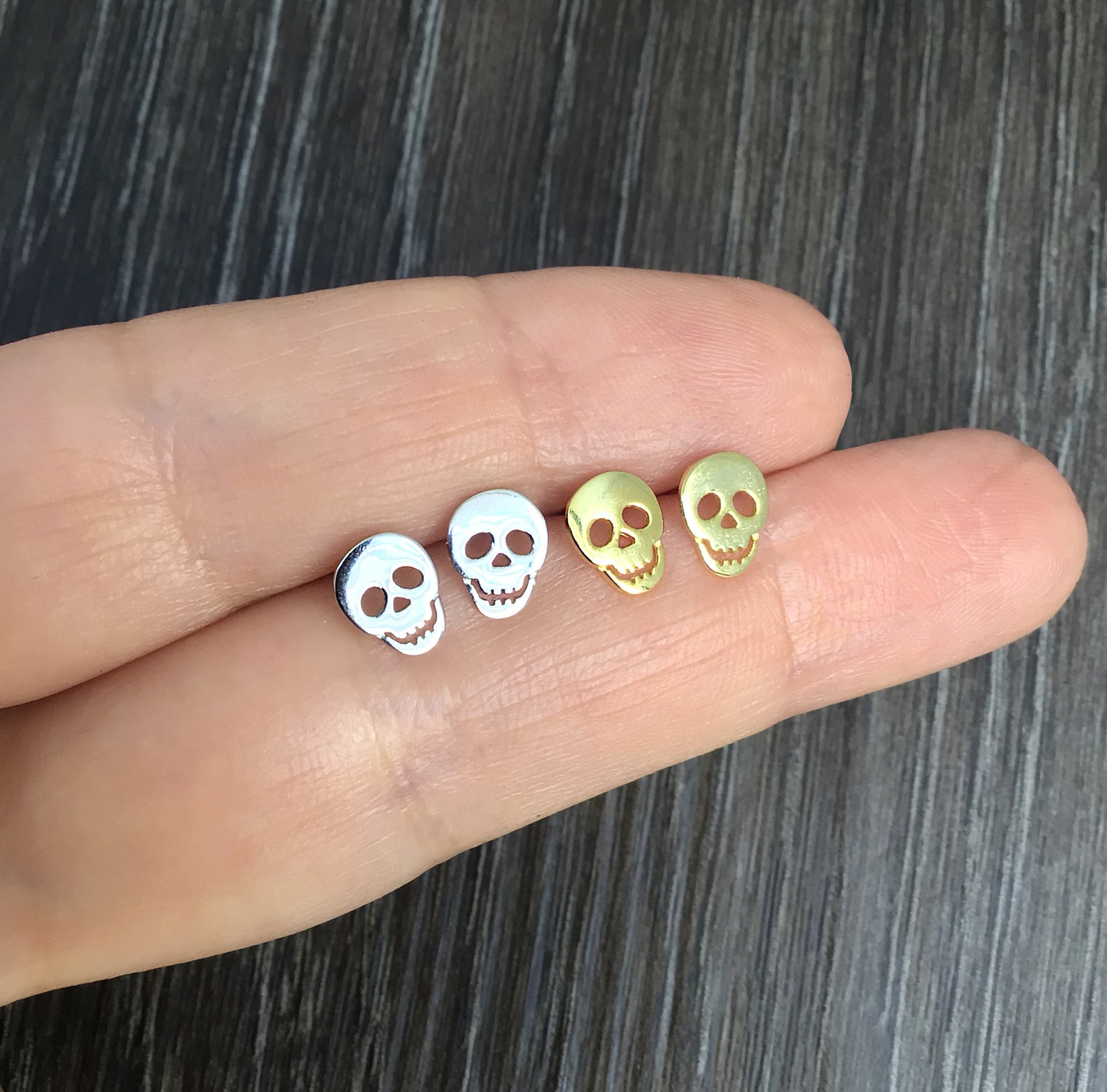 Sterling Silver Skull Stud Earrings, Gothic Jewelry - Etsy