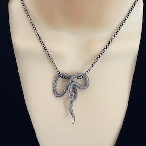 Snake Pendant, Snake Necklace, Stainless Steel Jewelry, Serpent Jewelry ...