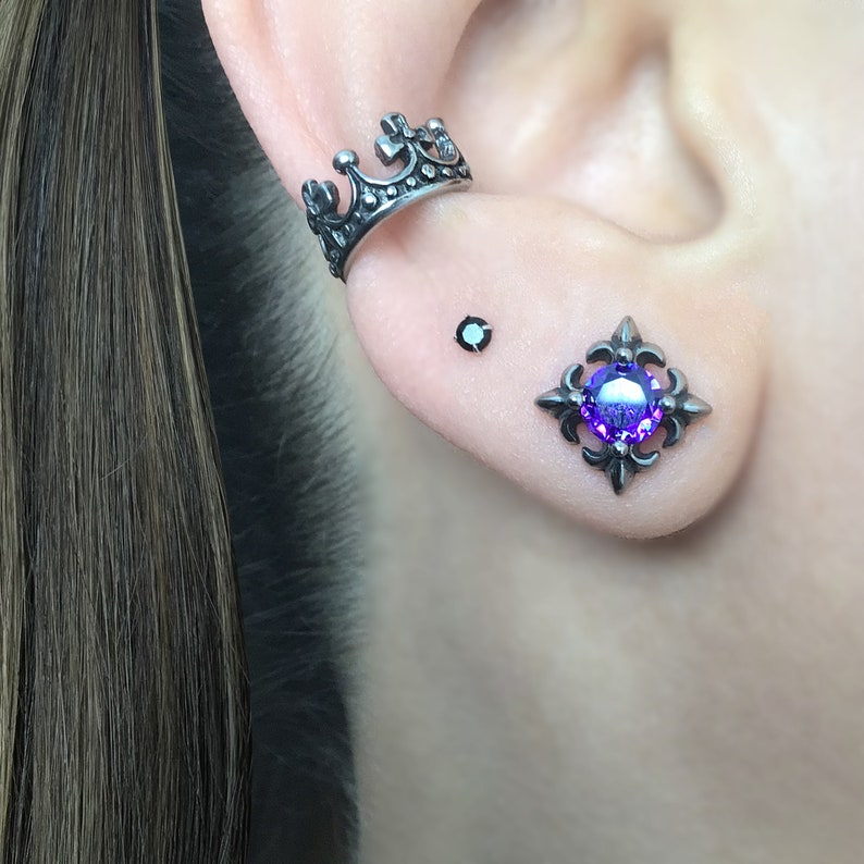 Crown Ear Cuff, Gothic Earring, No Piercing, Stainless Steel Jewelry - Etsy