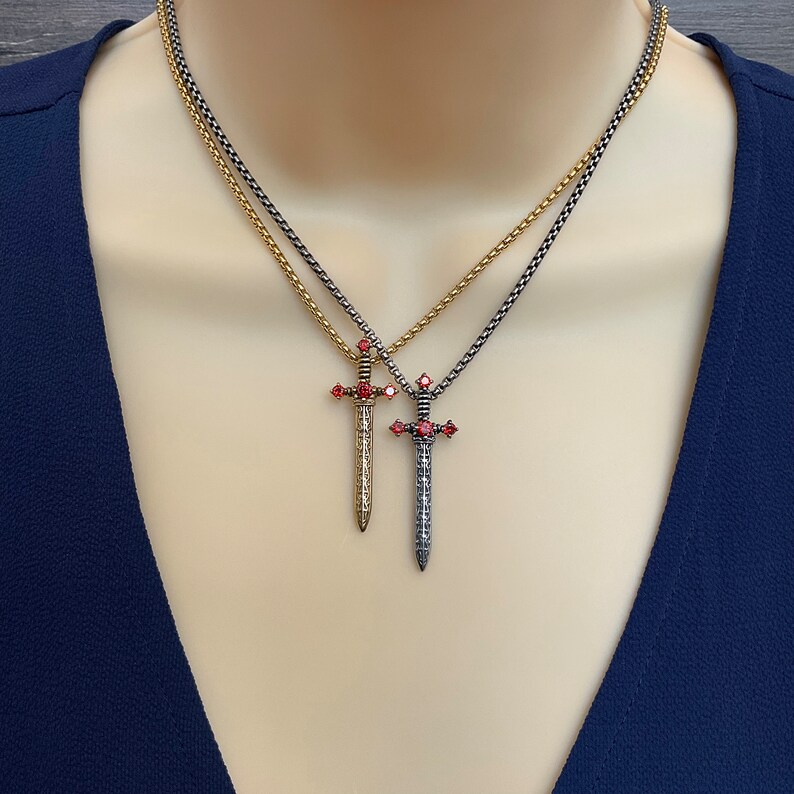 Ruby Sword Necklace Sword Pendant Sword Jewelry Dagger - Etsy