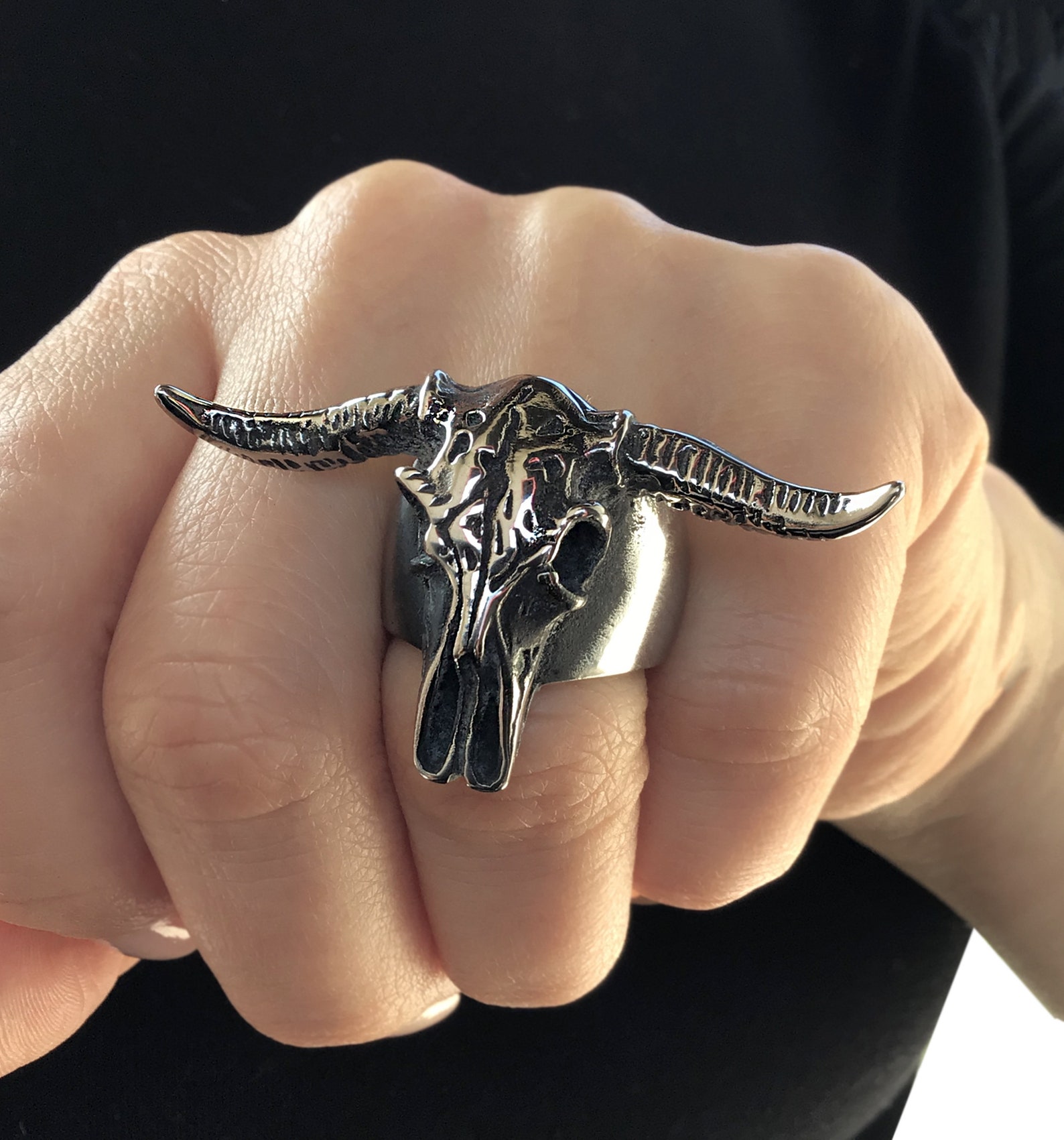 Bull Skull Stainless Steel Ring Ox Skull Ring bull Skull - Etsy