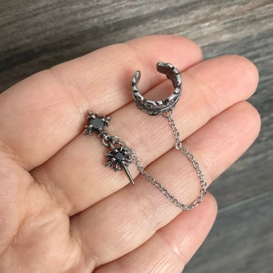 North Star Earring With Ear Cuff, Single Earring, Earring With Cuff ...