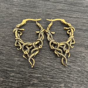 Snakes Hoops , Wrapped Snakes Hoop, Snake Earrings, Serpent Hoops ...