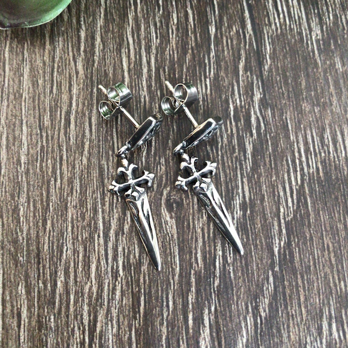 Dagger Earrings Dagger Studs Cross Earrings Stainless Steel - Etsy
