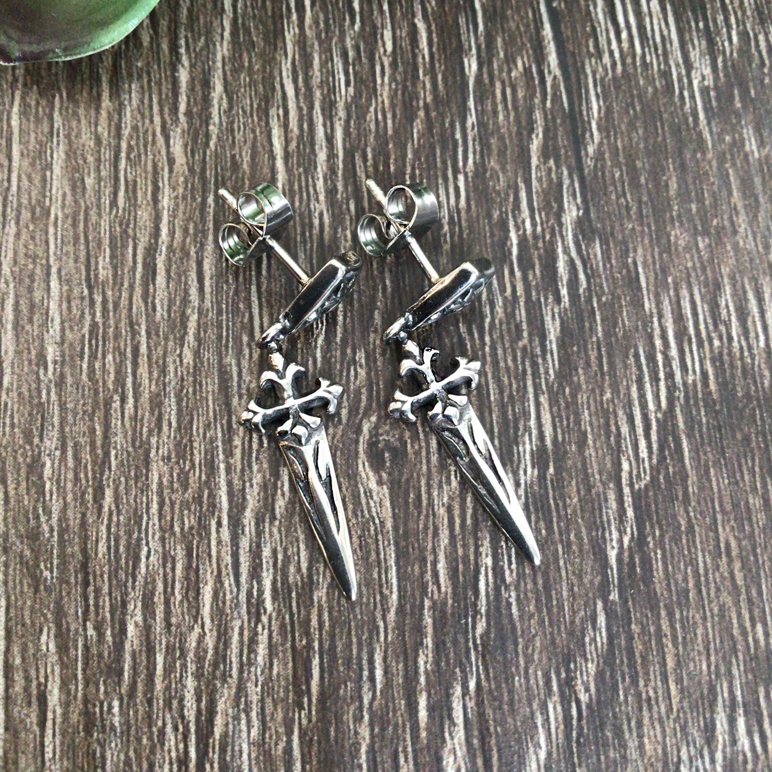 Dagger Earrings Dagger Studs Cross Earrings Stainless Steel - Etsy
