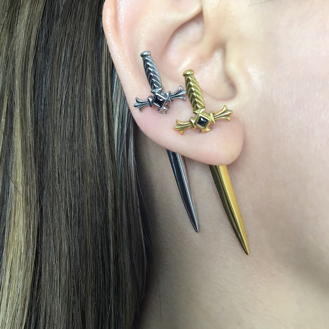 Sword Earrings, Dagger Earrings, Front Back Earrings, Gothic Jewelry ...