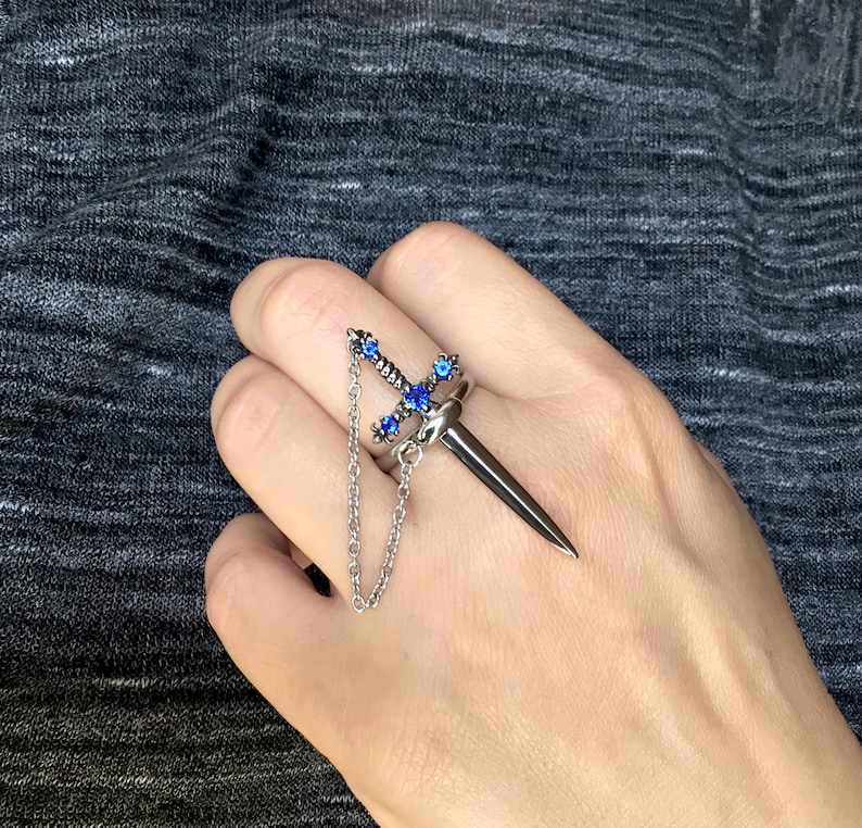 Sapphire Blue Sword Ring Dagger Ring Sword Jewelry Gothic - Etsy