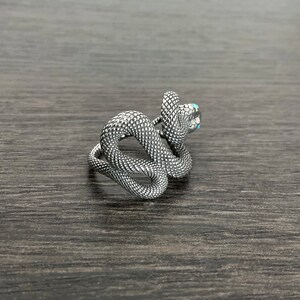 Snake Ring,snake Ring With Eaquamarine CZ Eye, Serpent Ring, Snake Ring ...