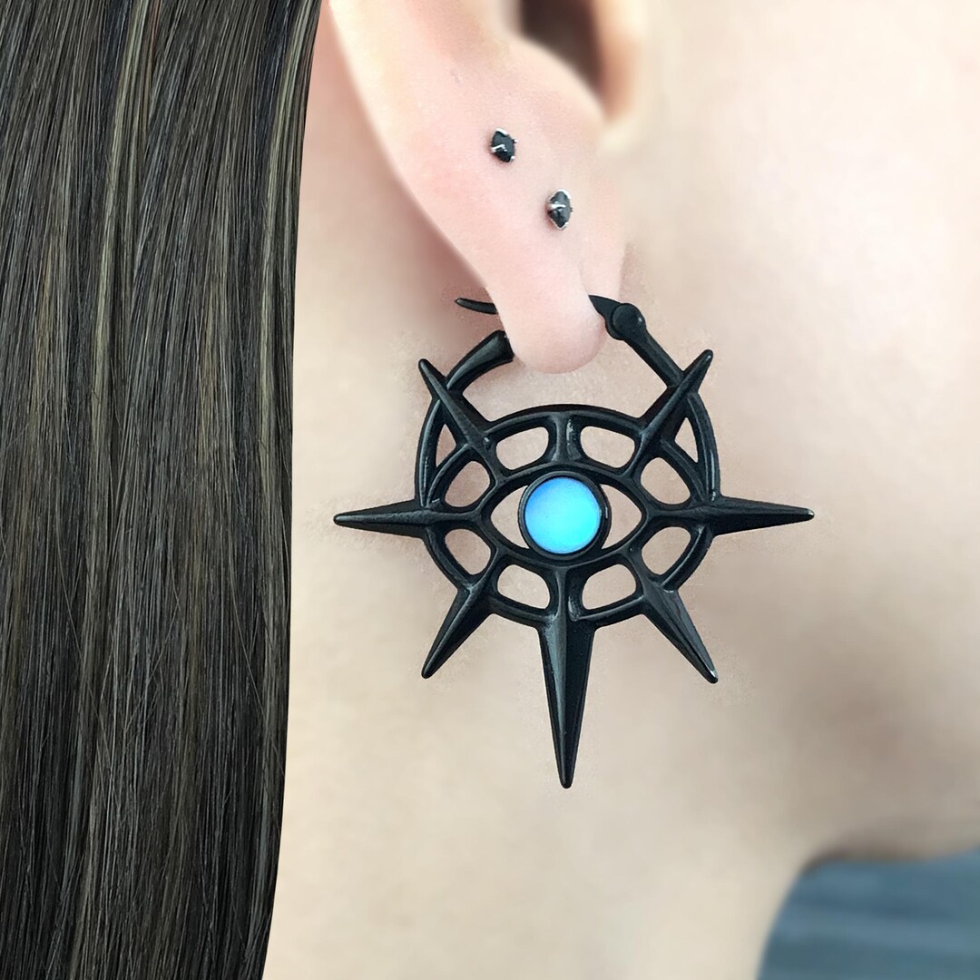 Eye With Spikes Hoop Earrings, Large Hoops, Gold Hoops, Evil Eye ...