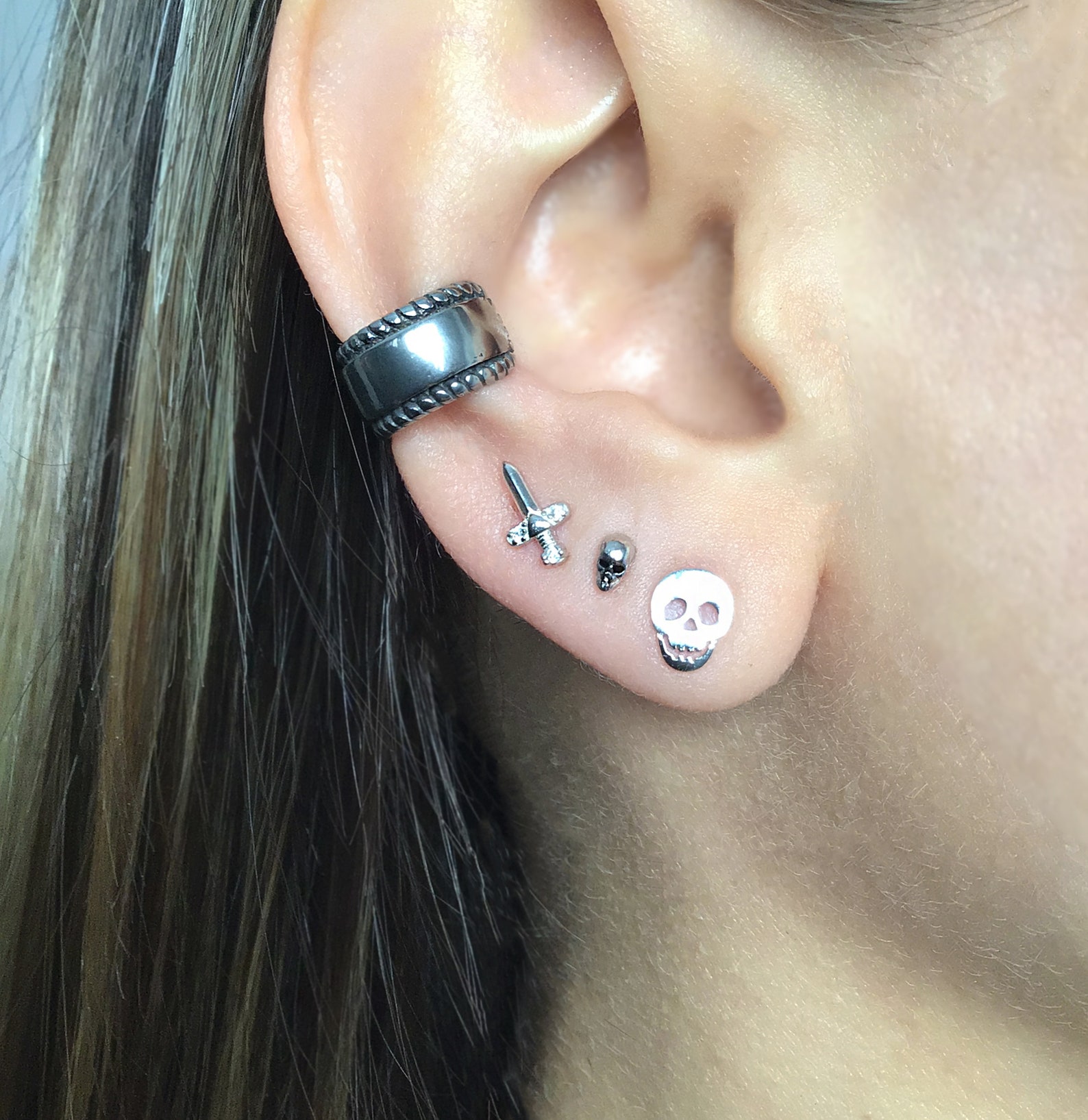 Sterling Silver Skull Earrings Skull Studs Skull Jewelry - Etsy