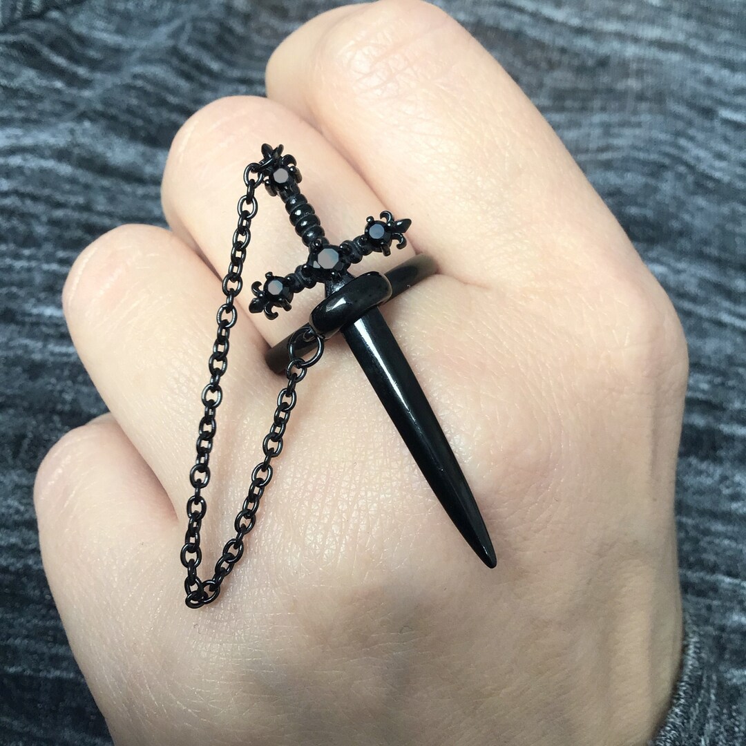 Sword Ring, Dagger Ring, Onyx Sword Jewelry, Gothic Ring, Gothic ...