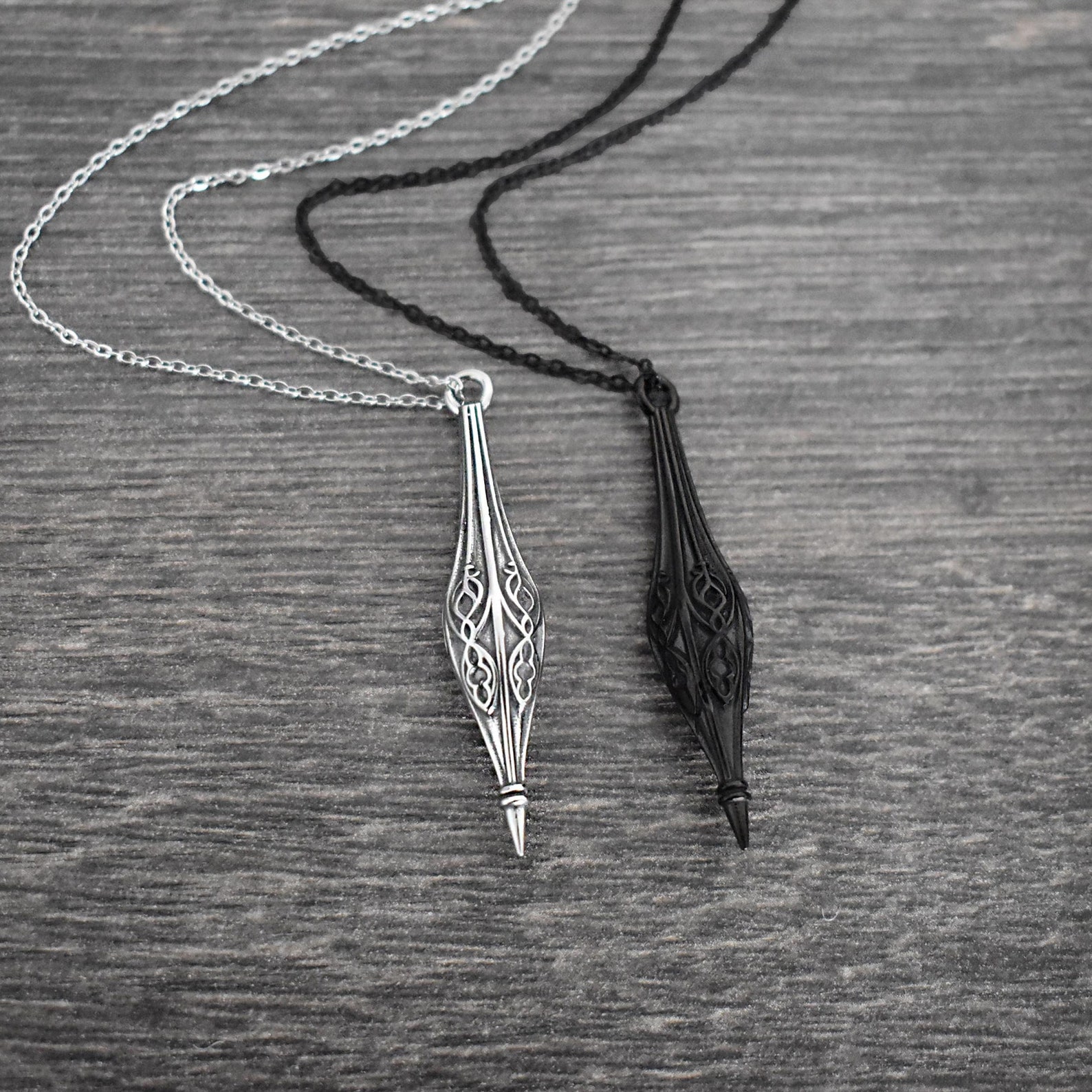 Gothic Spike Necklace, Gothic Cathedral Jewelry, Black Necklace, Goth ...
