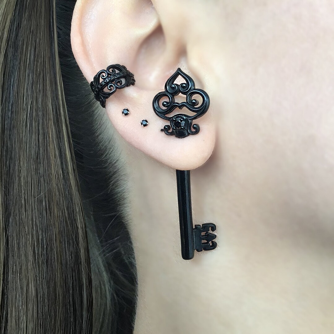 Key Earring,crown Key Earrings, Key Earrings, Front Back Earrings, Key ...