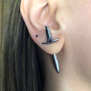 Sword Earrings, Dagger Earrings, Front Back Earrings, Stainless Steel ...