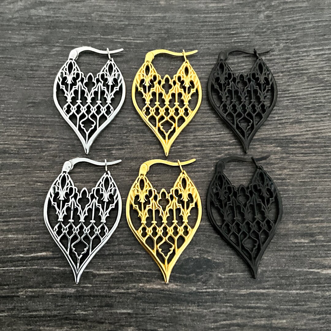 Gothic Hoops, Goth Cathedral Hoop Earrings,gothic Cathedral Inspired ...