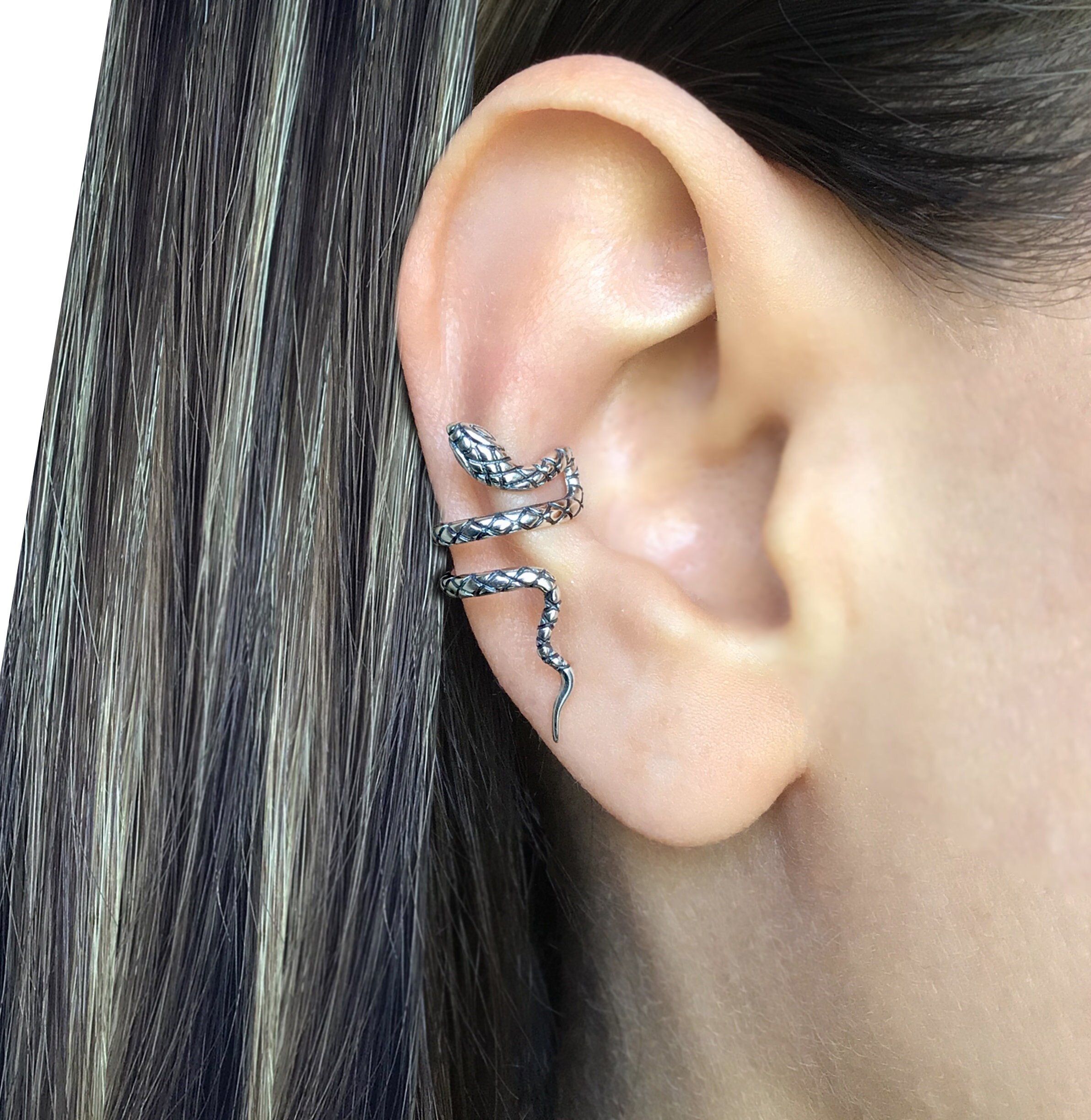 Snake Ear cuff in Sterling Silver gothic ear cuff Snake ear | Etsy