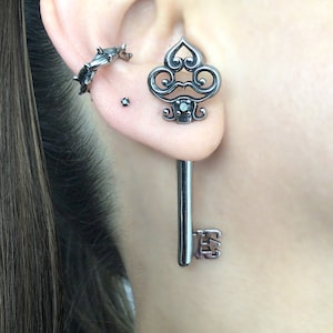 Key Earrings,crown Key Earrings, Key Earrings, Front Back Earrings, Key ...
