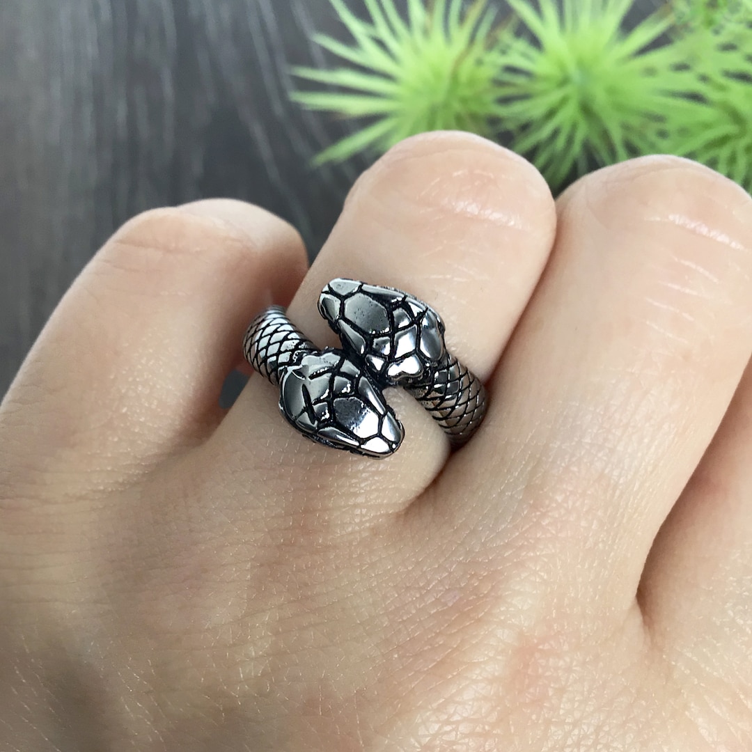 Two Headed Snake Ring, Serpent Ring, Snake Ring ,snake Jewelry, Gothic ...
