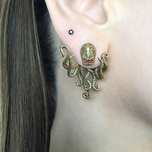 Octopus Ear Jacket With Crawling Tentacles, Octopus Earring, Gothic ...