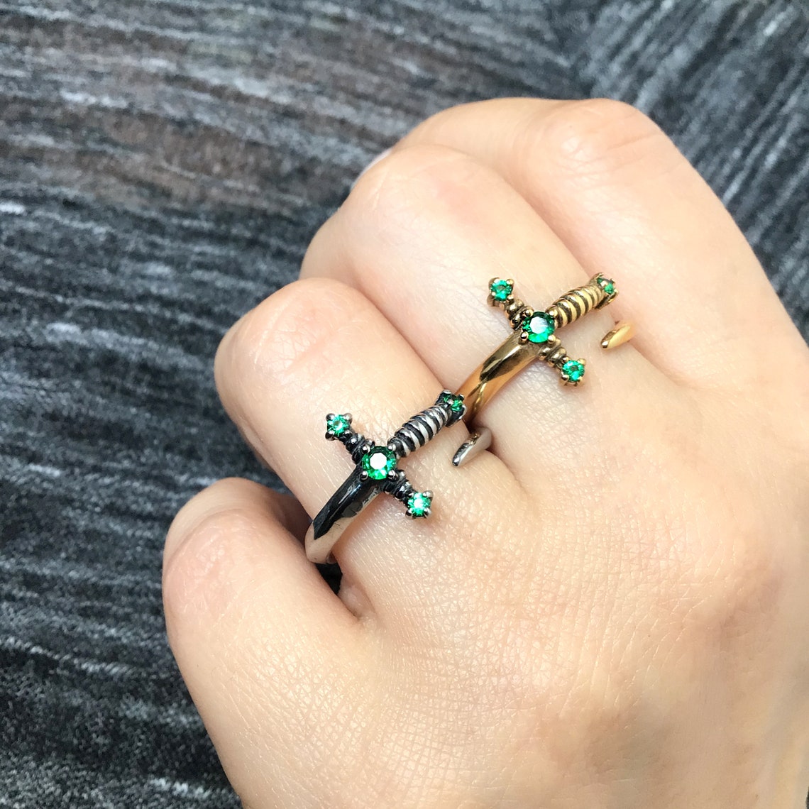 Emerald Sword Ring Sword Ring Dagger Ring Adjustable Ring - Etsy