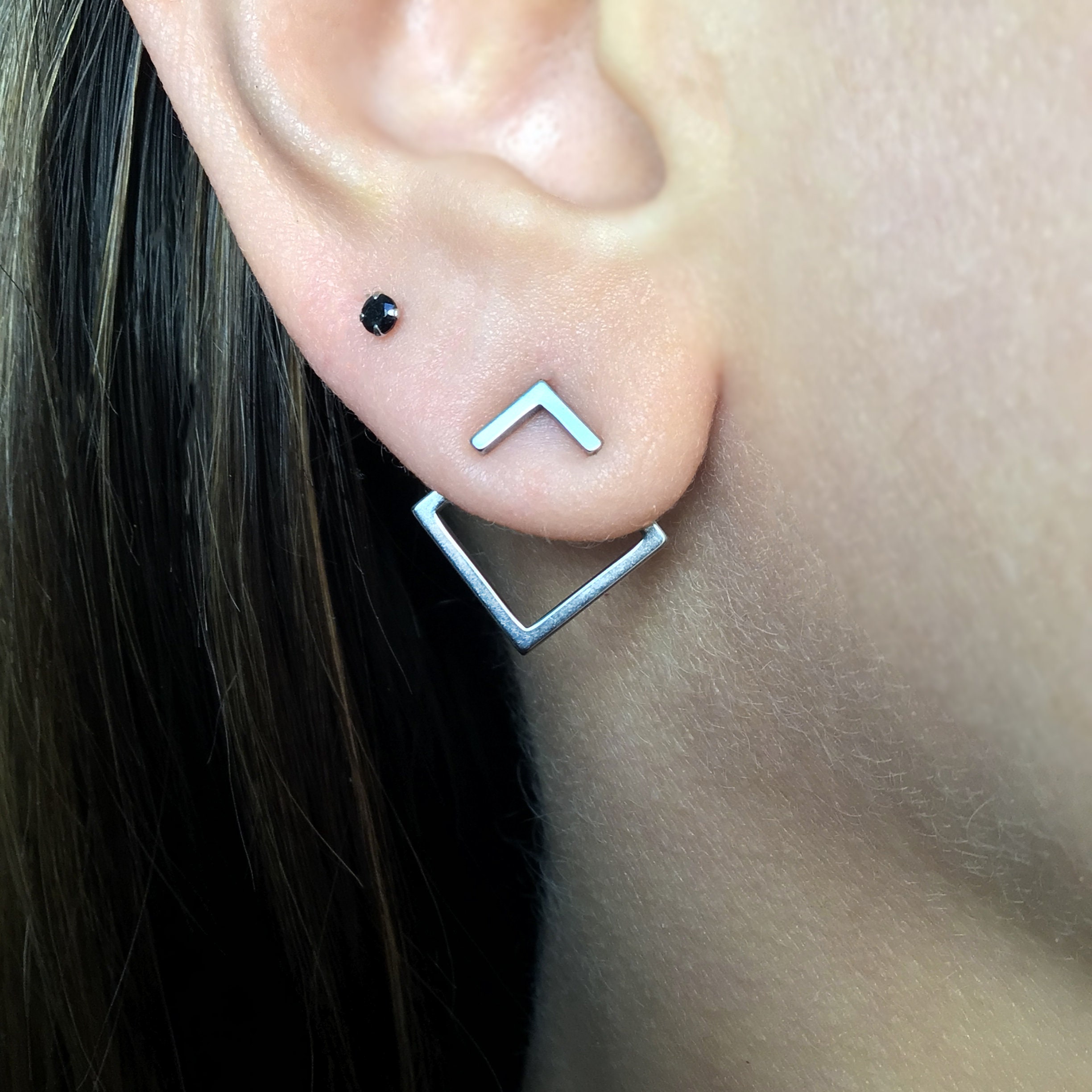 Front and Back Earrings, Stainless Steel Earrings, Gothic Jewelry, Ear ...