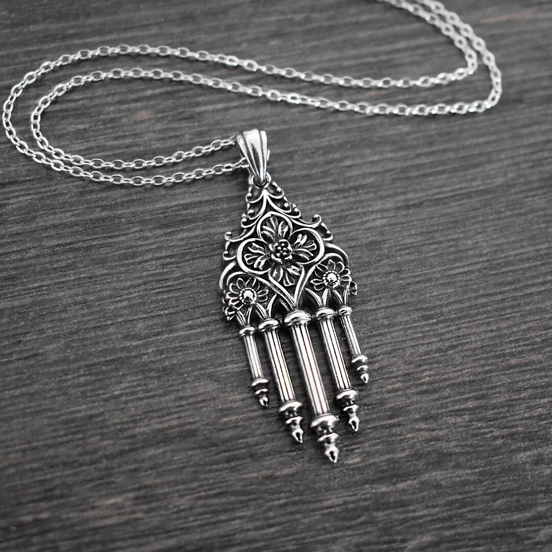 Gothic Bloom Necklace, Goth Garden Pendant, Stainless Steel Jewelry - Etsy