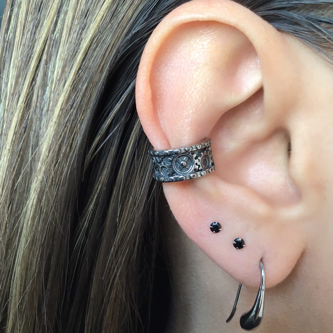 Mechanism Ear Cuff, Gothic Ear Cuff, Stainless Steel Earring, Gothic ...