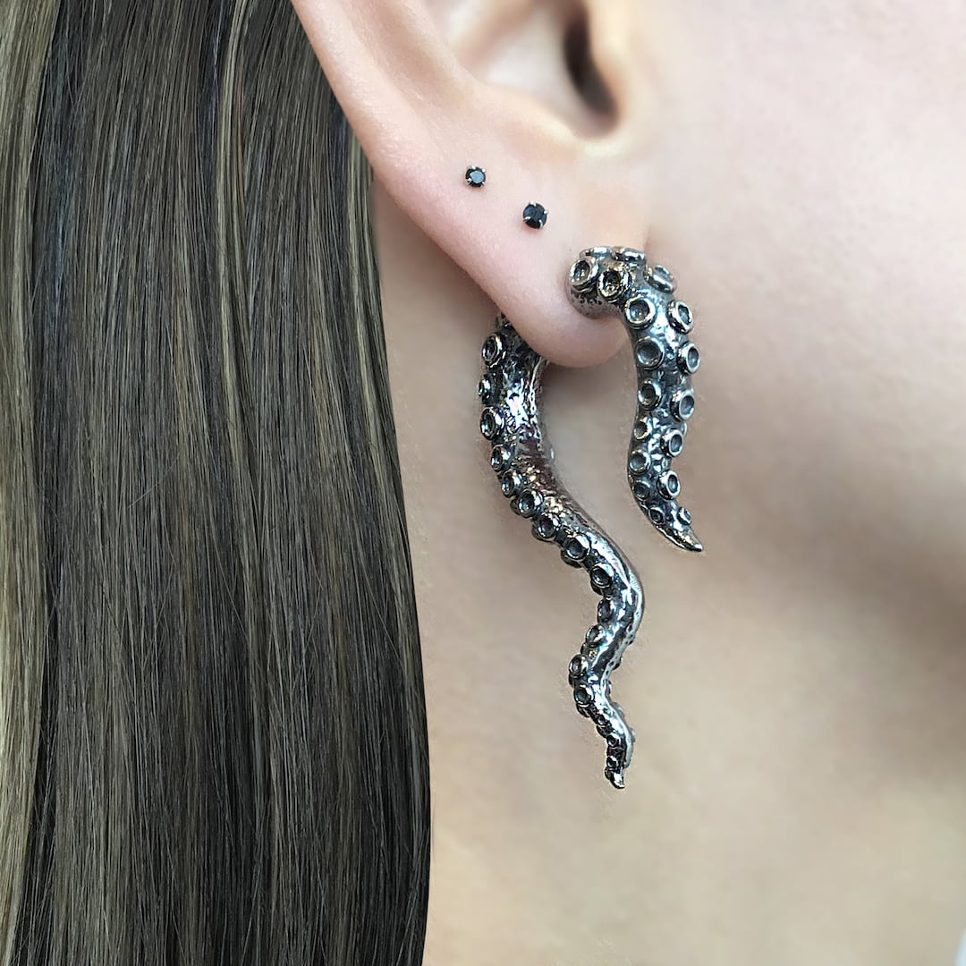 Octopus Tentacle Front Back Earring, Octopus Earring Gothic Earring ...