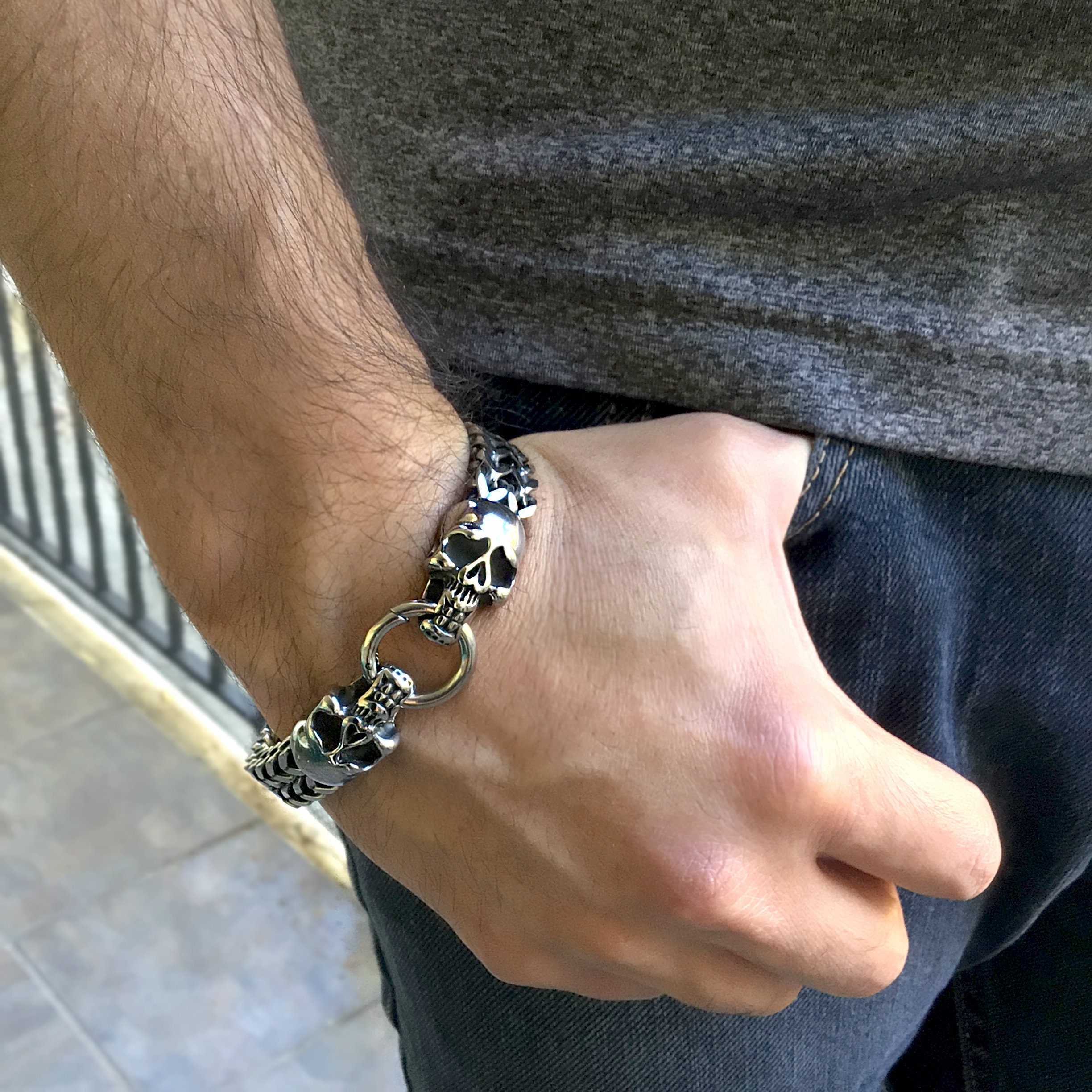 Skull Bracelet Skull Men's Bracelet Gothic Bracelet | Etsy