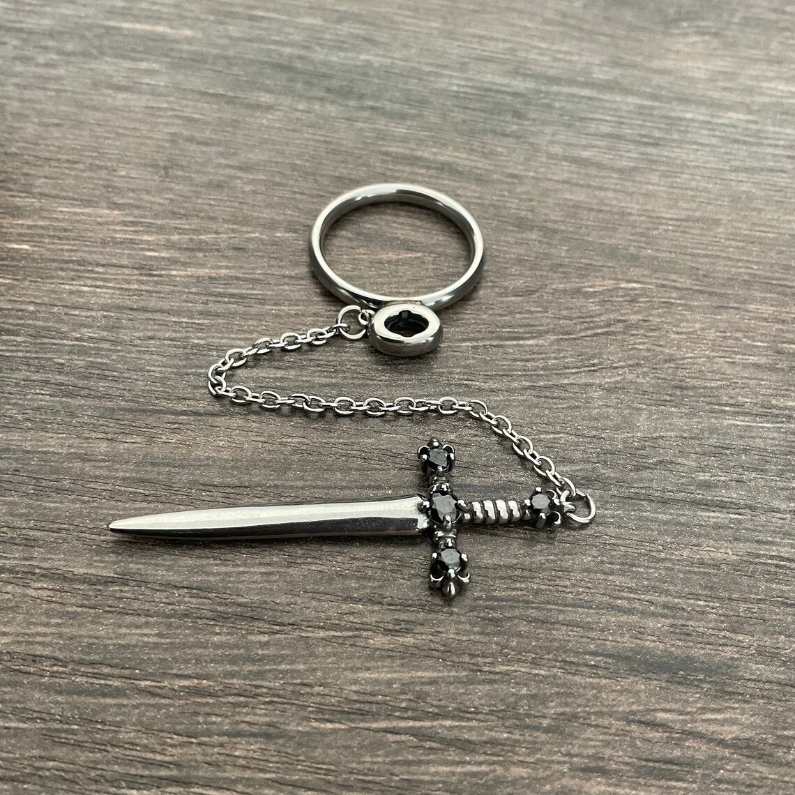 Sword Ring Dagger Ring Onyx Sword Jewelry Gothic Ring - Etsy