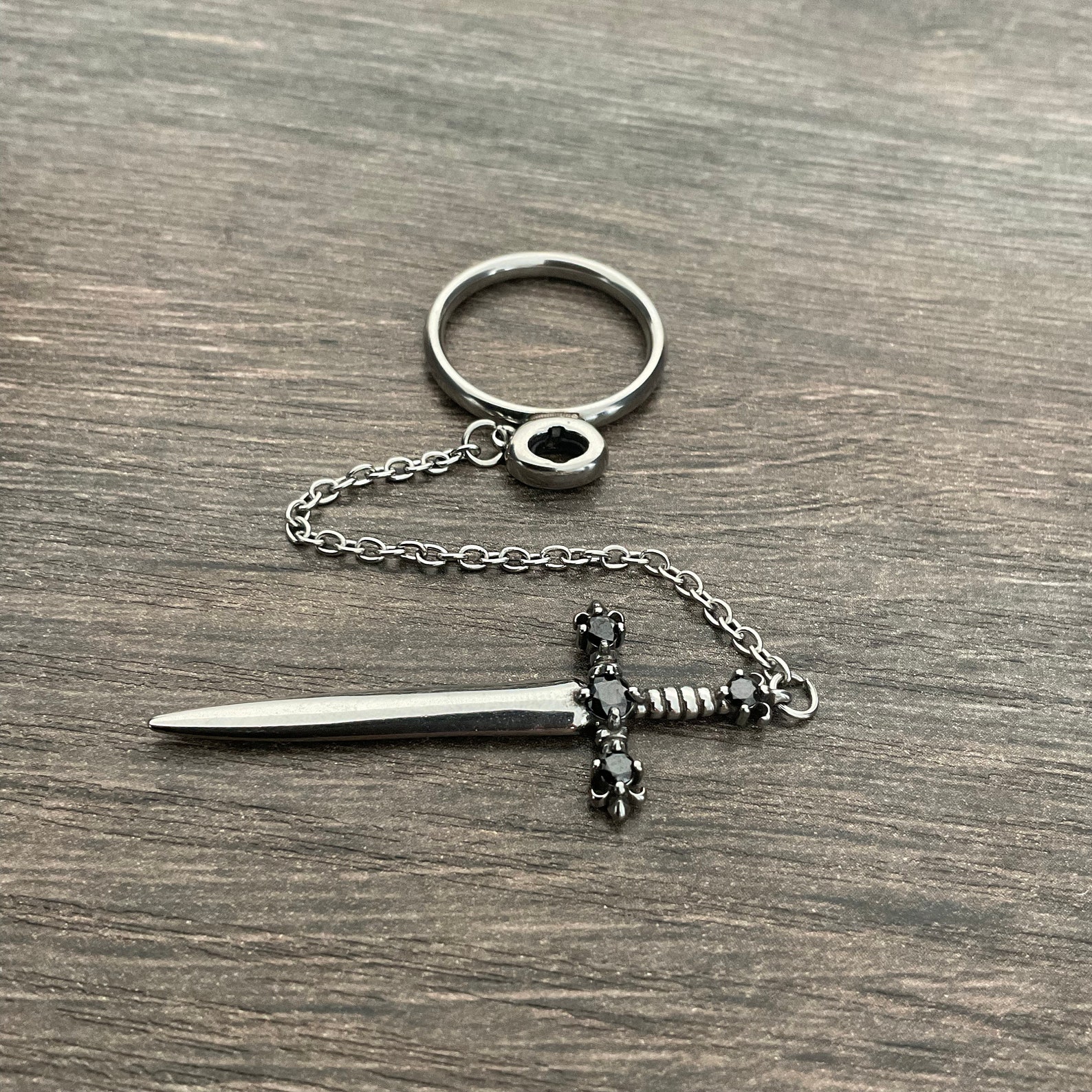 Sword Ring Dagger Ring Onyx Sword Jewelry Gothic Ring - Etsy