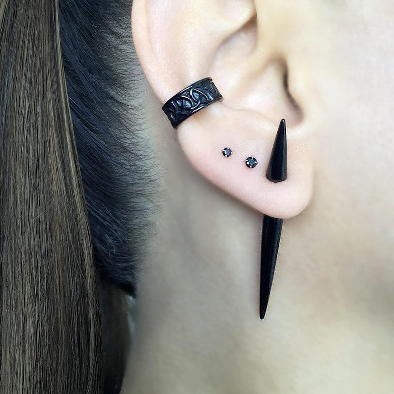 Spike Earring, Long Spike Earrings, Black Earrings, Front Back Earrings ...