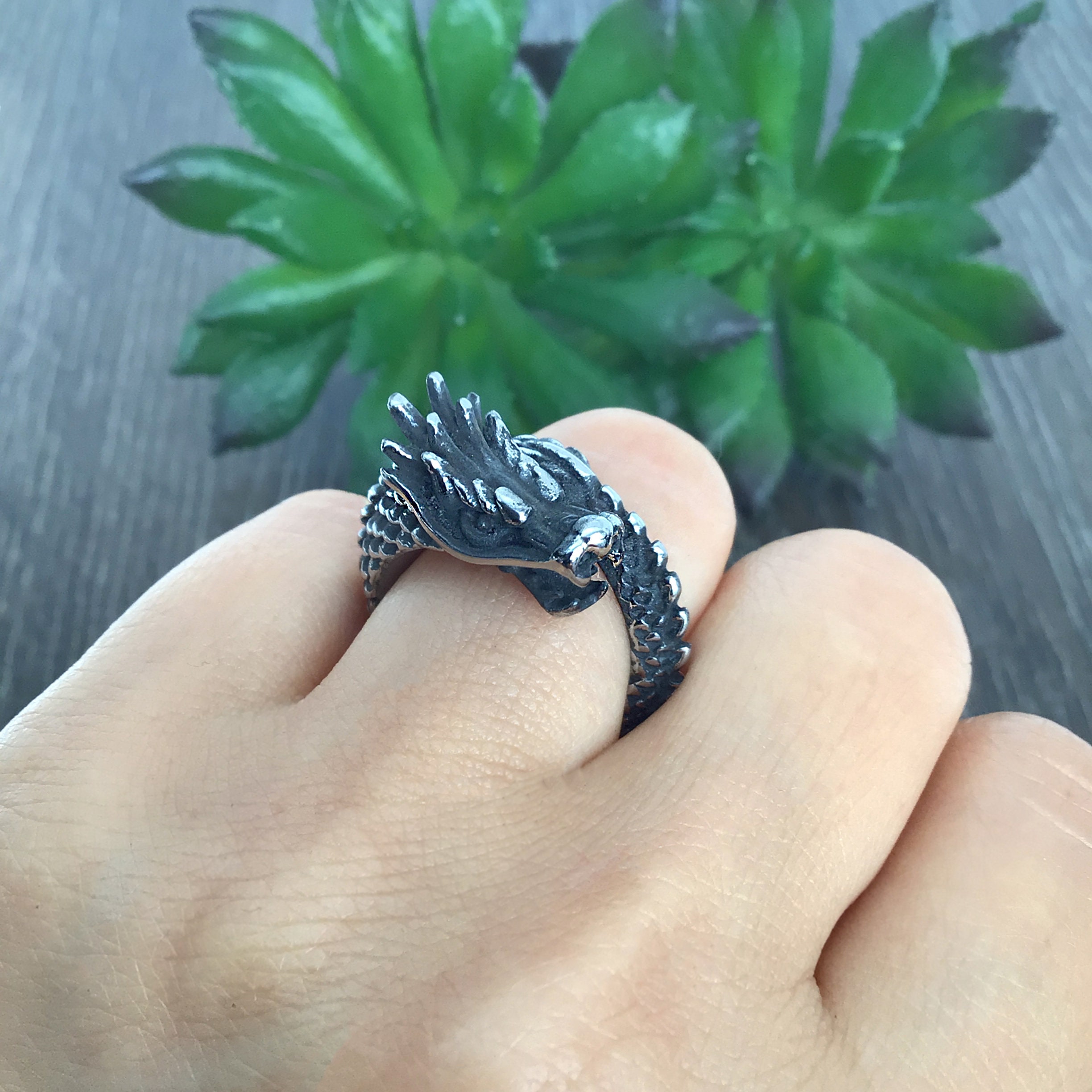 Dragon ringStainless steel dragon ring gothic jewelry | Etsy