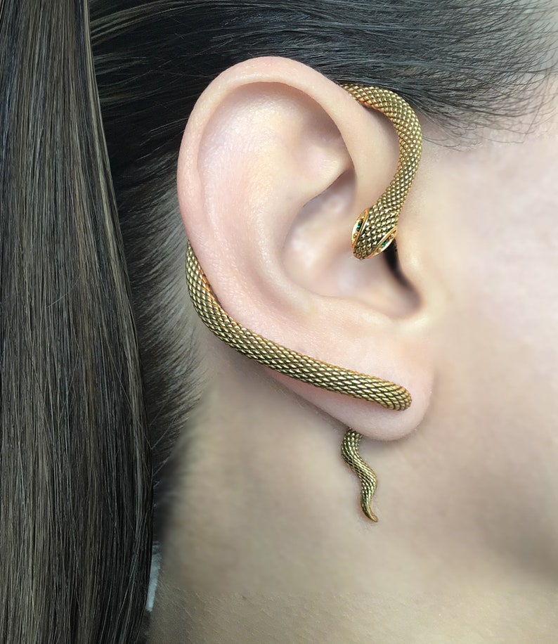 Snake Ear Cuff, Gothic Serpent Wrap Earring, Unisex Stainless Steel ...