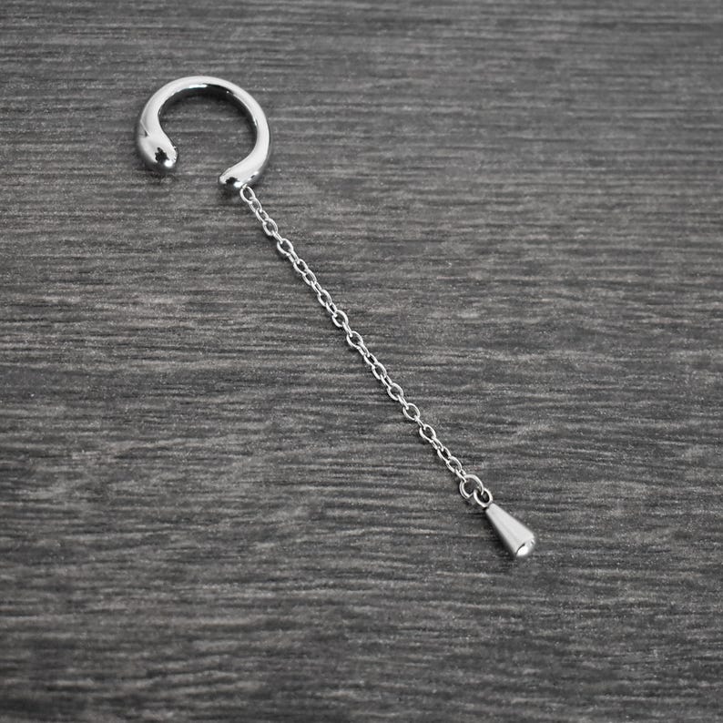 Minimalist Chain Drop Ear Cuff ,no Piercing Ear Cuff, Stainless Steel ...