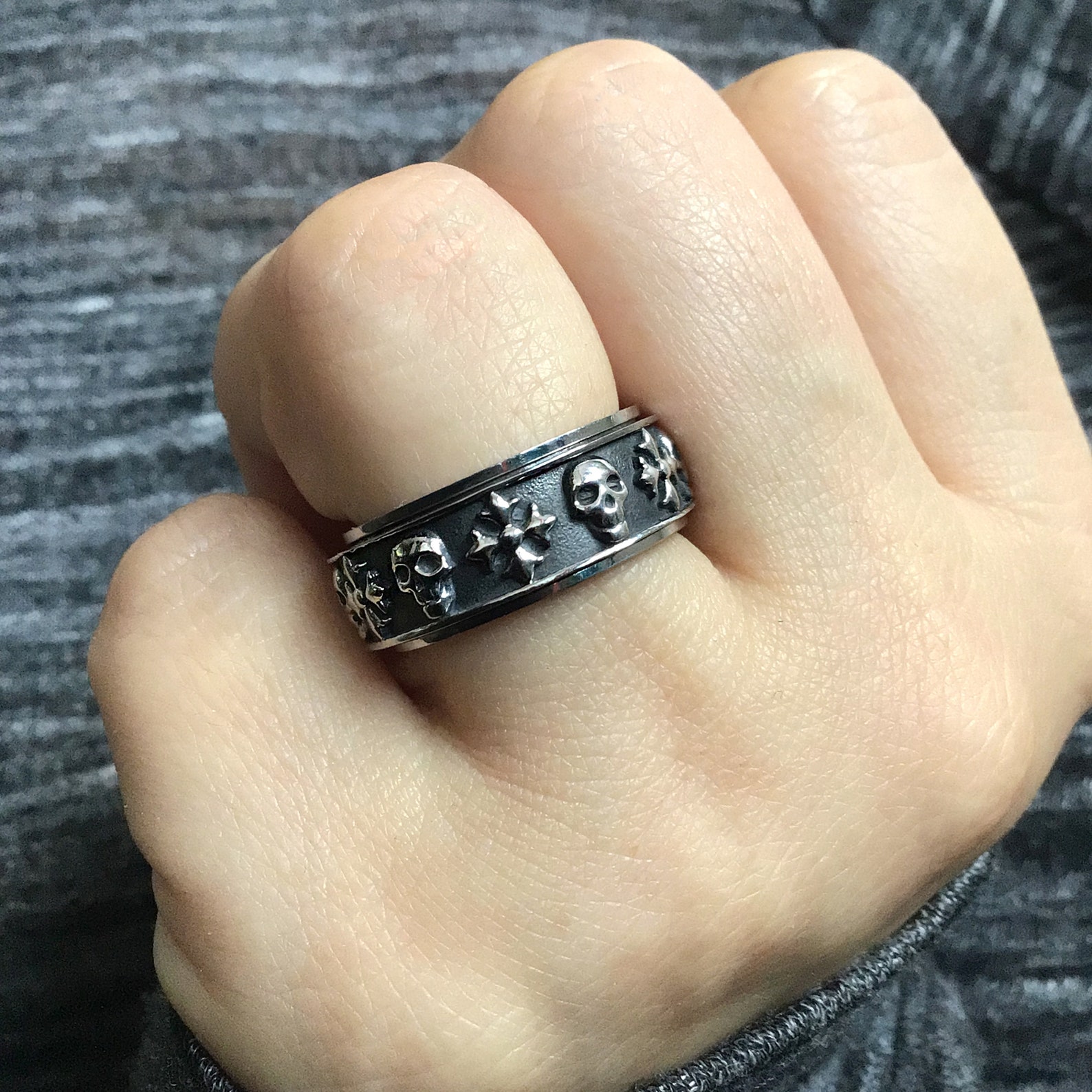 Spinning Skull Ring, Stainless Steel Gothic Punk Jewelry - Etsy