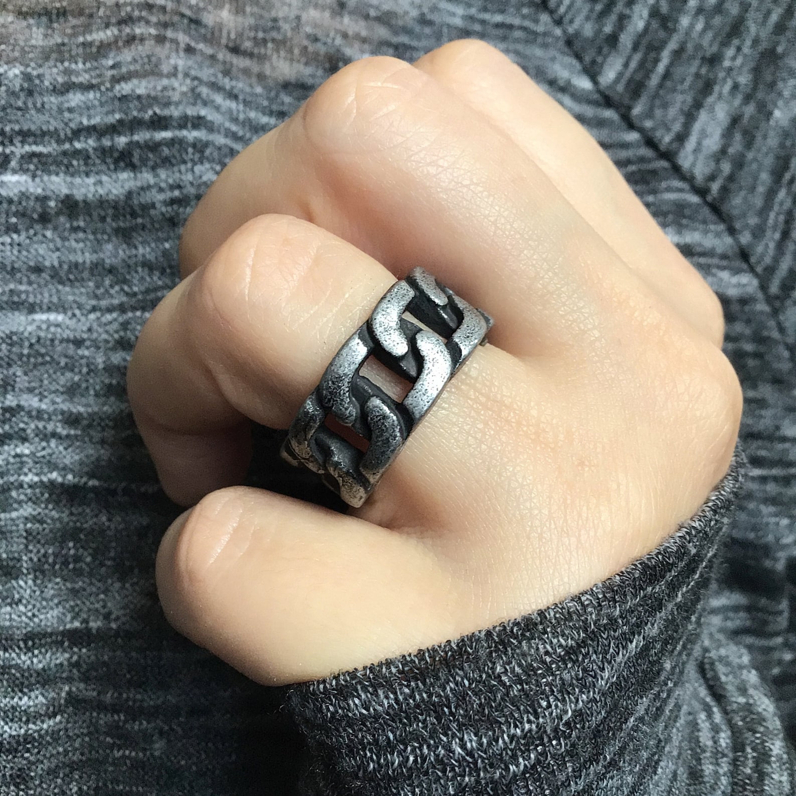 Chain Link Ringstainless Steel Chain Ring Gothic Jewelry - Etsy