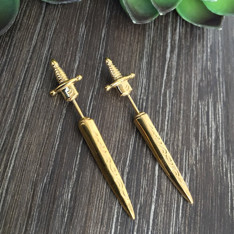Sword Earrings Front Back Earrings Stainless Steel Earrings - Etsy
