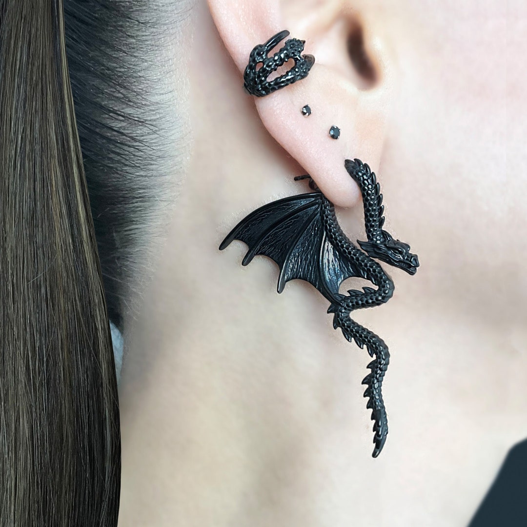 Dragon Ear Jacket, Front Back Earrings, Stainless Steel Earrings ...