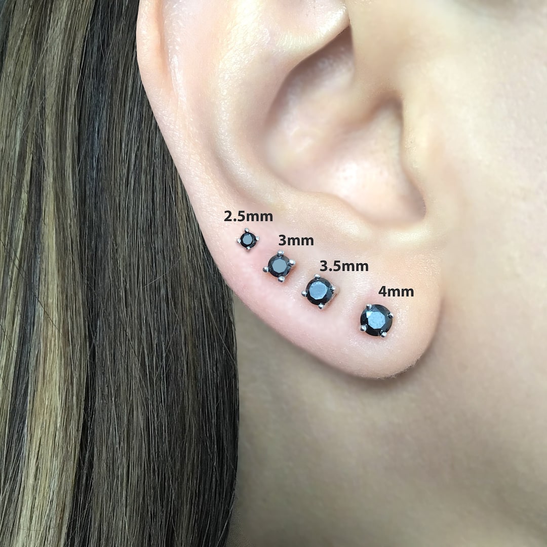 3mm black stud earrings store