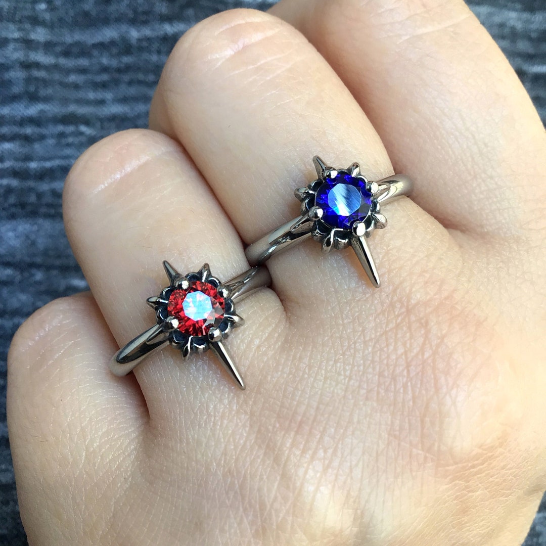 North Star Ring, Star Ring , Gothic Jewelry, Gothic Ring, Starburst ...
