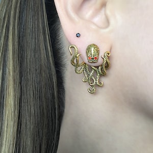 Octopus Ear Jacket With Crawling Tentacles, Octopus Earring, Gothic ...