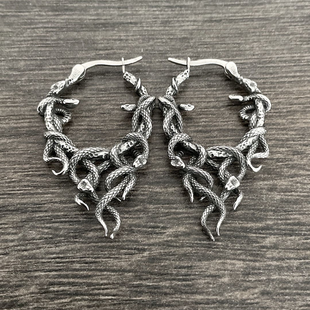 Snakes Hoops , Wrapped Snakes Hoop, Snake Earrings, Serpent Hoops ...
