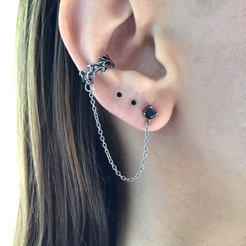 Single Ear Cuff With Stud Gothic Ear Cuff Stainless Steel - Etsy