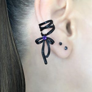 Bow Ear Cuff,wrapped Ribbon With Bow Ear Cuff, Gothic Ear Cuff, Single ...