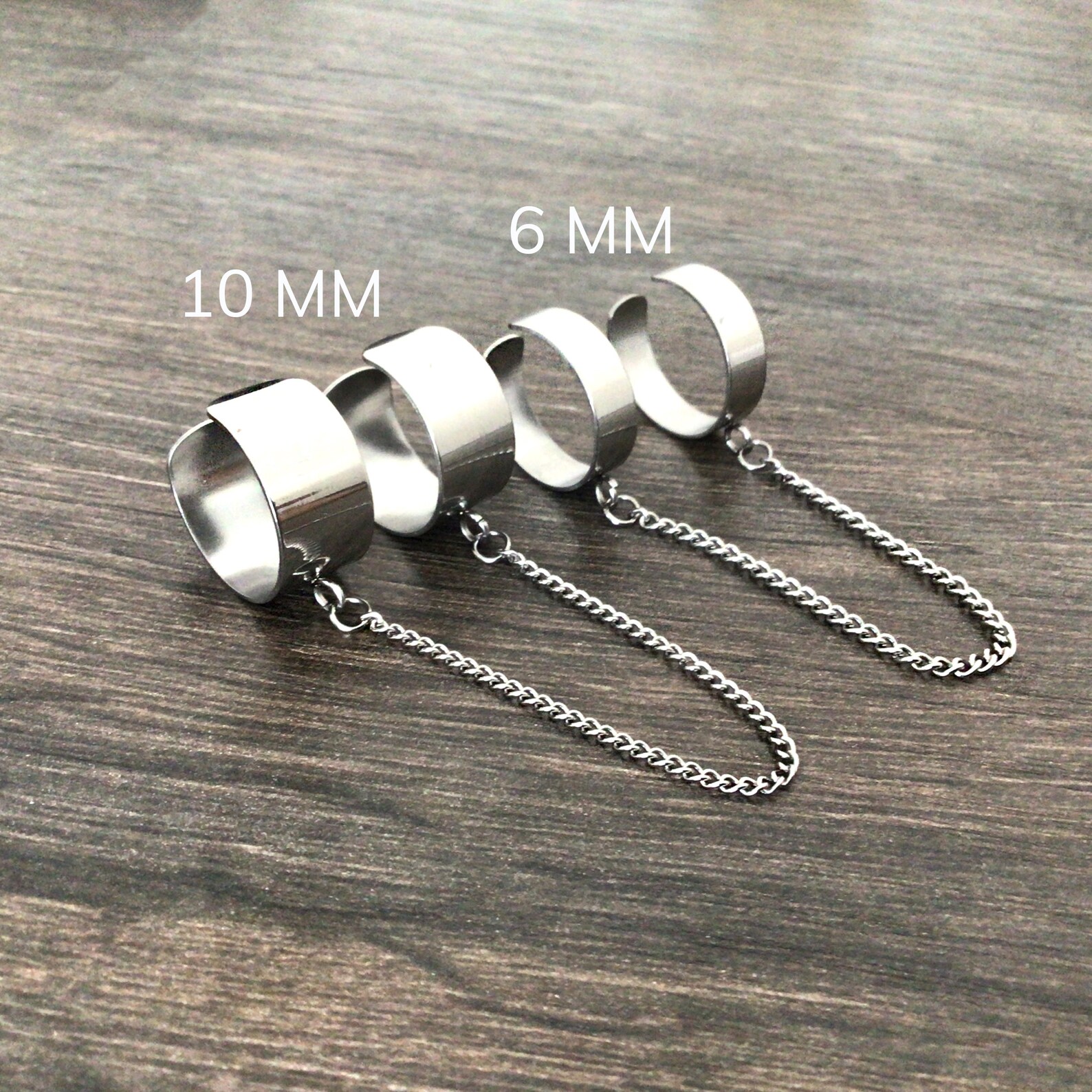 Double Rings With Chain Stacking Rings Open Band Rings - Etsy