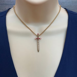 Ruby Sword Necklace, Sword Pendant, Sword Jewelry, Dagger Necklace ...
