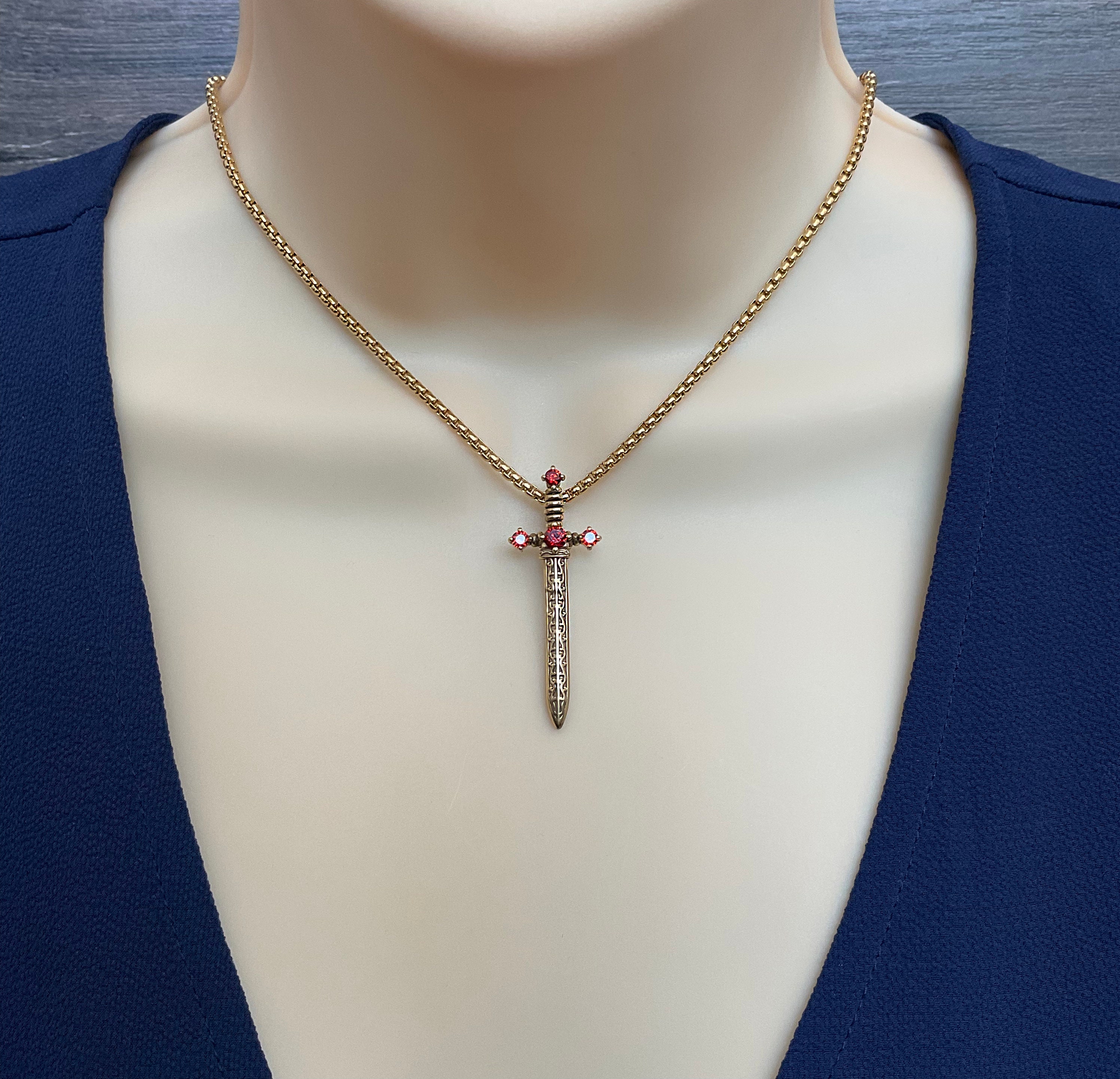 Ruby Sword Necklace Sword Pendant Sword Jewelry Dagger - Etsy