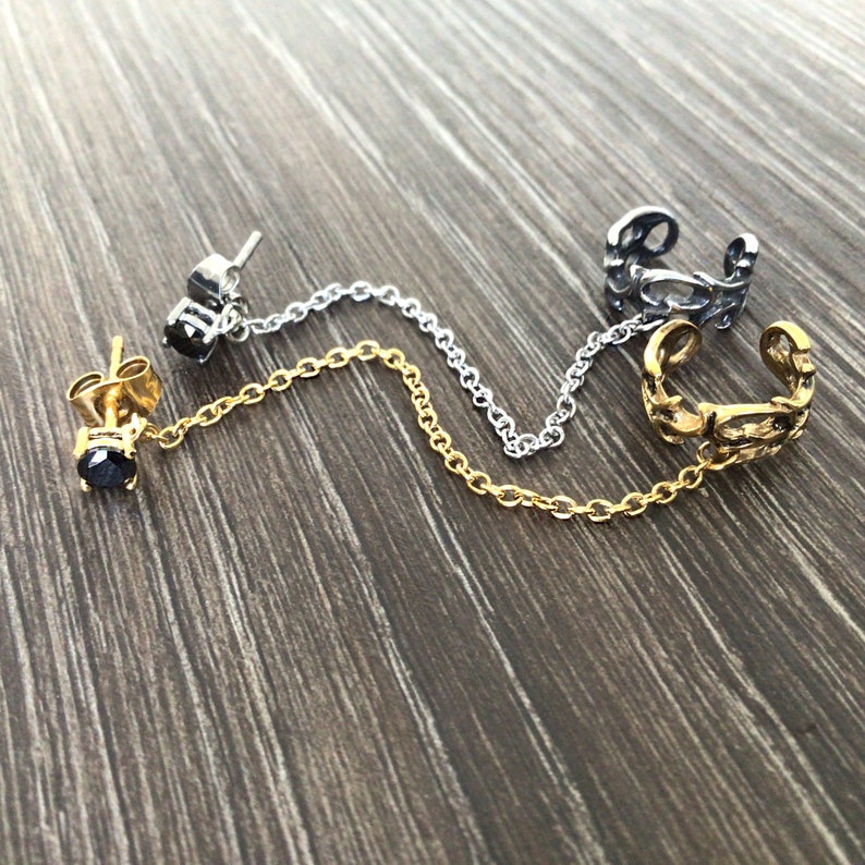 Single Ear Cuff With Stud Gothic Ear Cuff Stainless Steel - Etsy